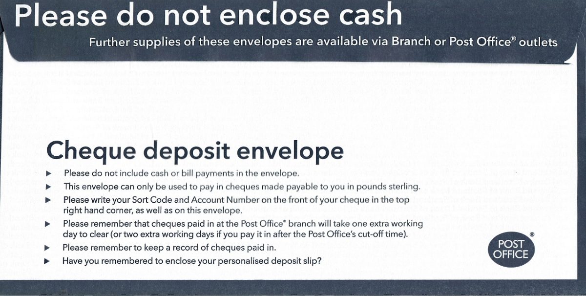 Bank Cheque Service - Gale Street Post Office - Rochdale