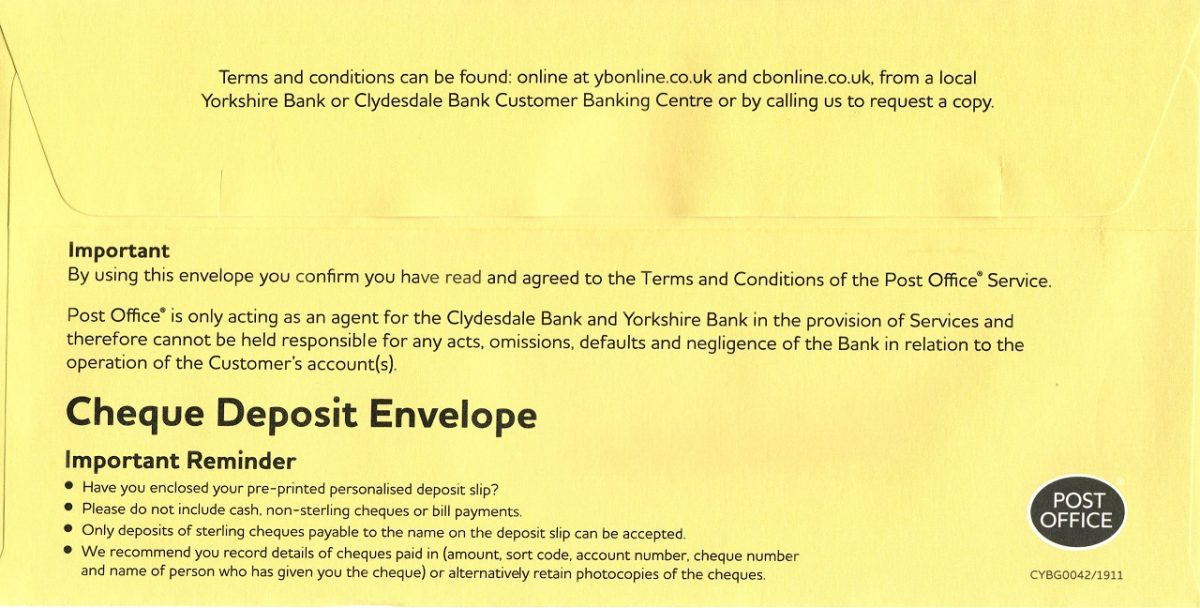 Bank Cheque Service - Gale Street Post Office - Rochdale