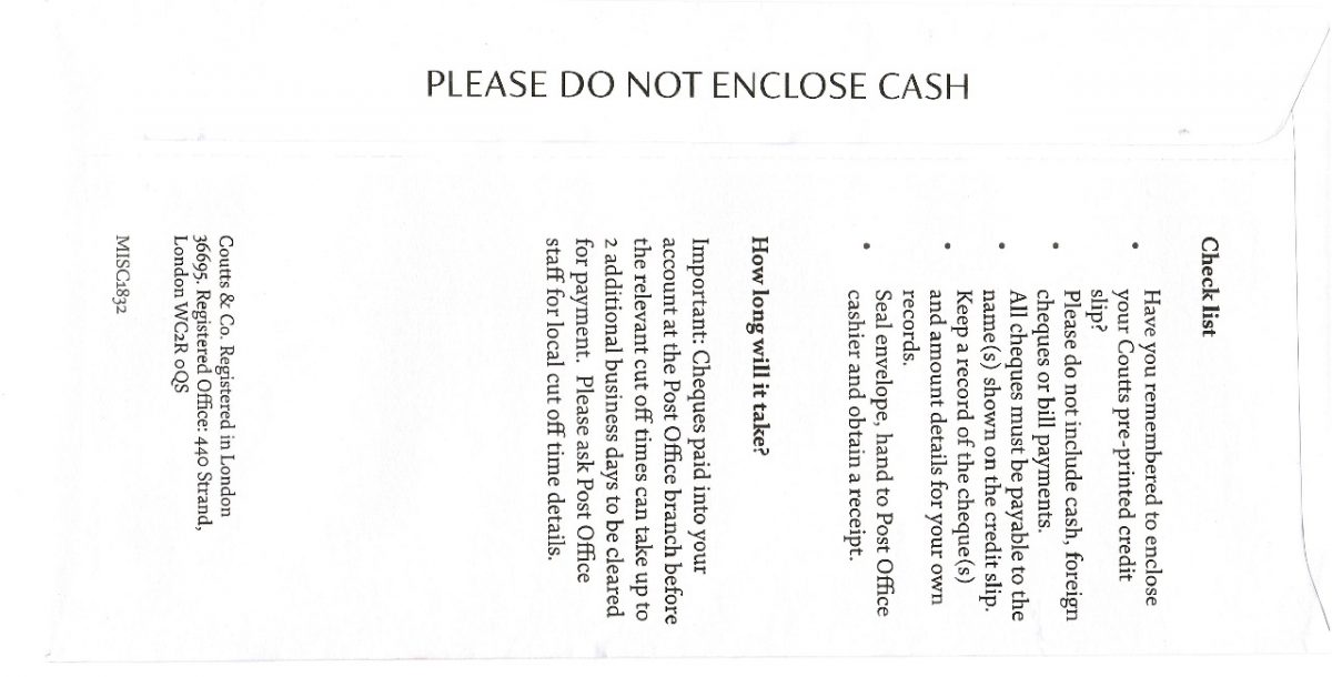 Bank Cheque Service - Gale Street Post Office - Rochdale