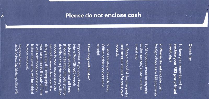 Bank Cheque - Galestreet Postoffice