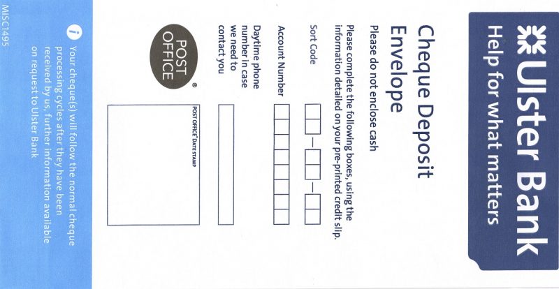 Bank Cheque - Galestreet Postoffice